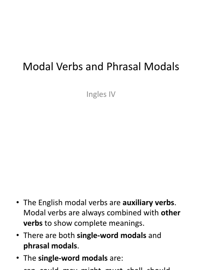 Modal Verbs and Phrasal Modals PPP | PDF