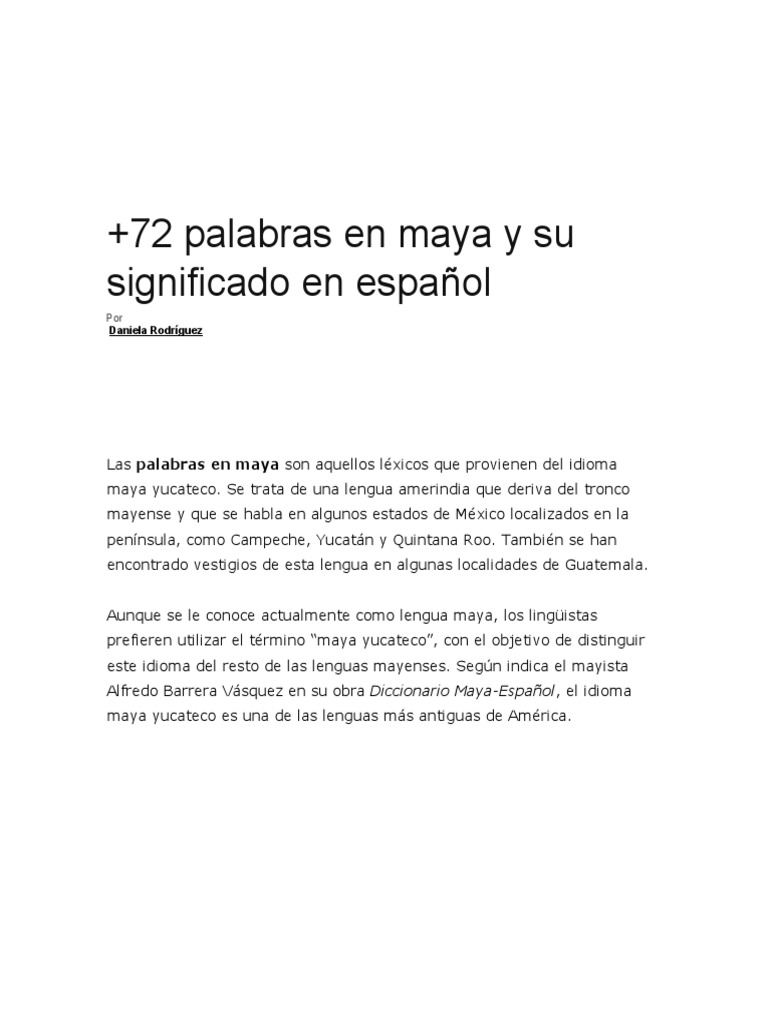 72 Palabras en Maya | PDF | Península de Yucatán | Lingüística