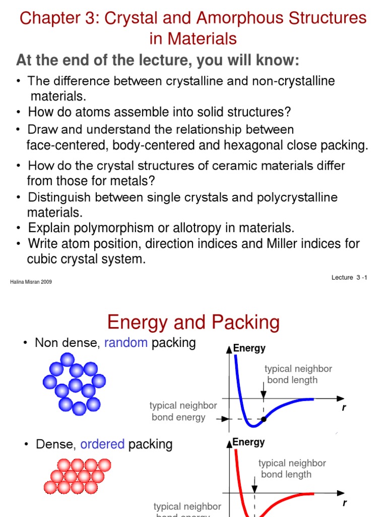 Crystal and Amorphous Structure in Materials | PDF | Crystal Structure ...