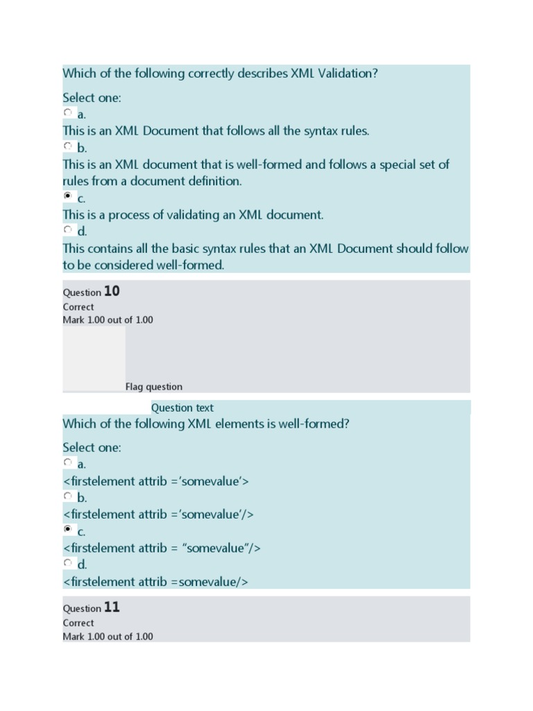 Which of The Following Correctly Describes XML Validation | PDF