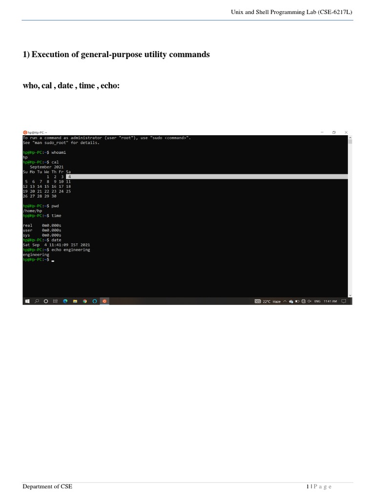 Unix - Lab Manual 02 | PDF | Computing | Computer Programming Unix - Lab Manual 02 | PDF | Computing | Computer Programming