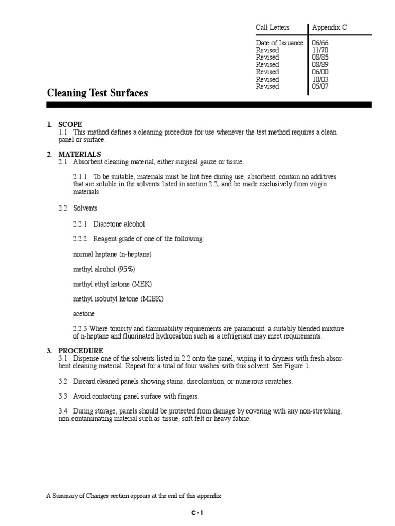 PSTC-Appendix C - Cleaning Test Surfaces | PDF | Solvent | Ketone