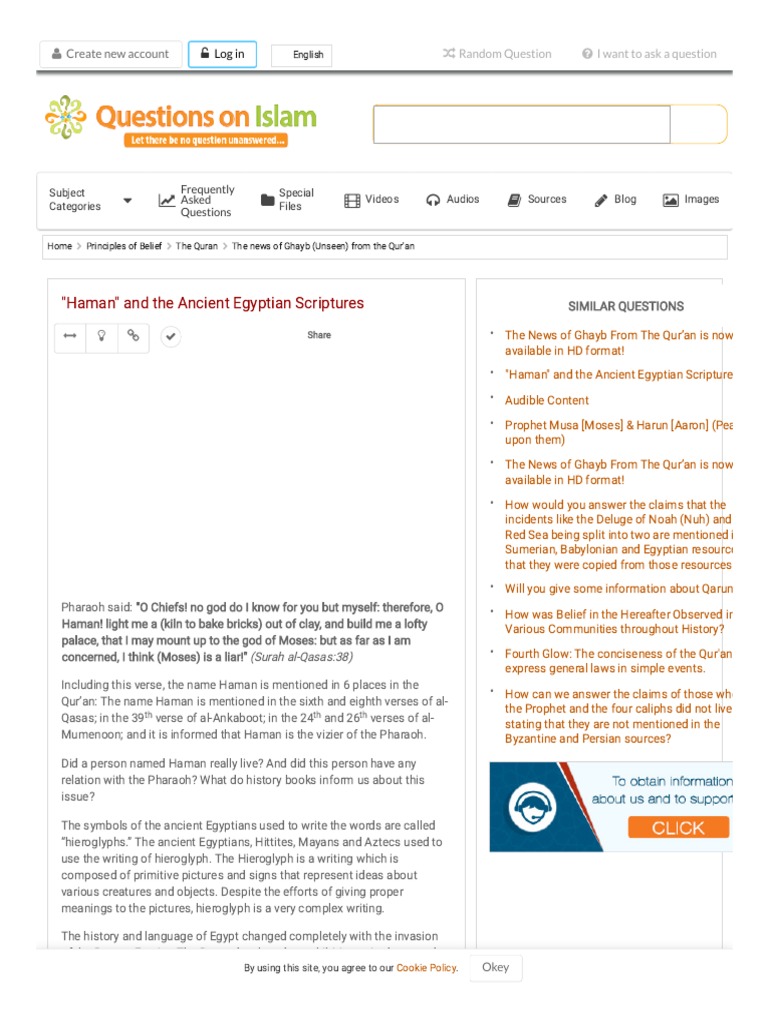 Haman - and The Ancient Egyptian Scriptures - Questions On Islam | PDF ...