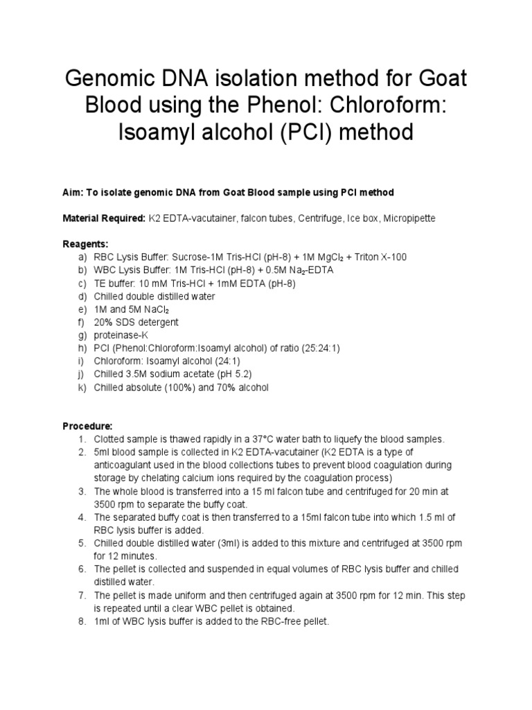 Genomic DNA Isolation Method For Goat Blood | PDF | Gel Electrophoresis ...