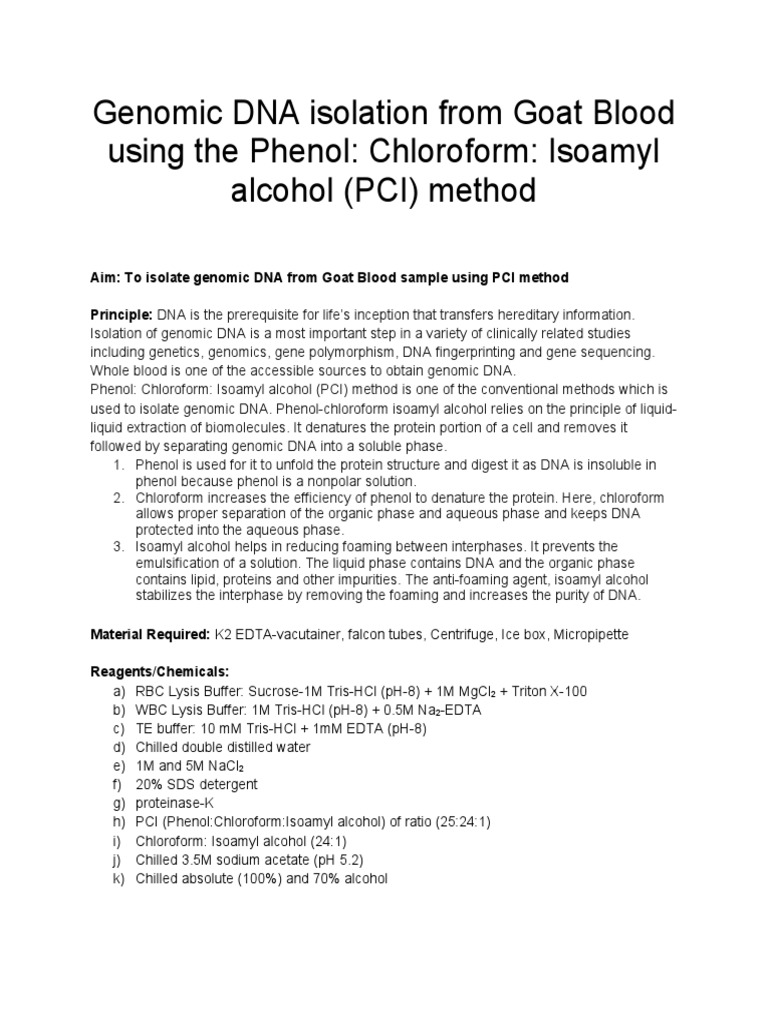Genomic DNA Isolation Method For Goat Blood | PDF | Gel Electrophoresis ...
