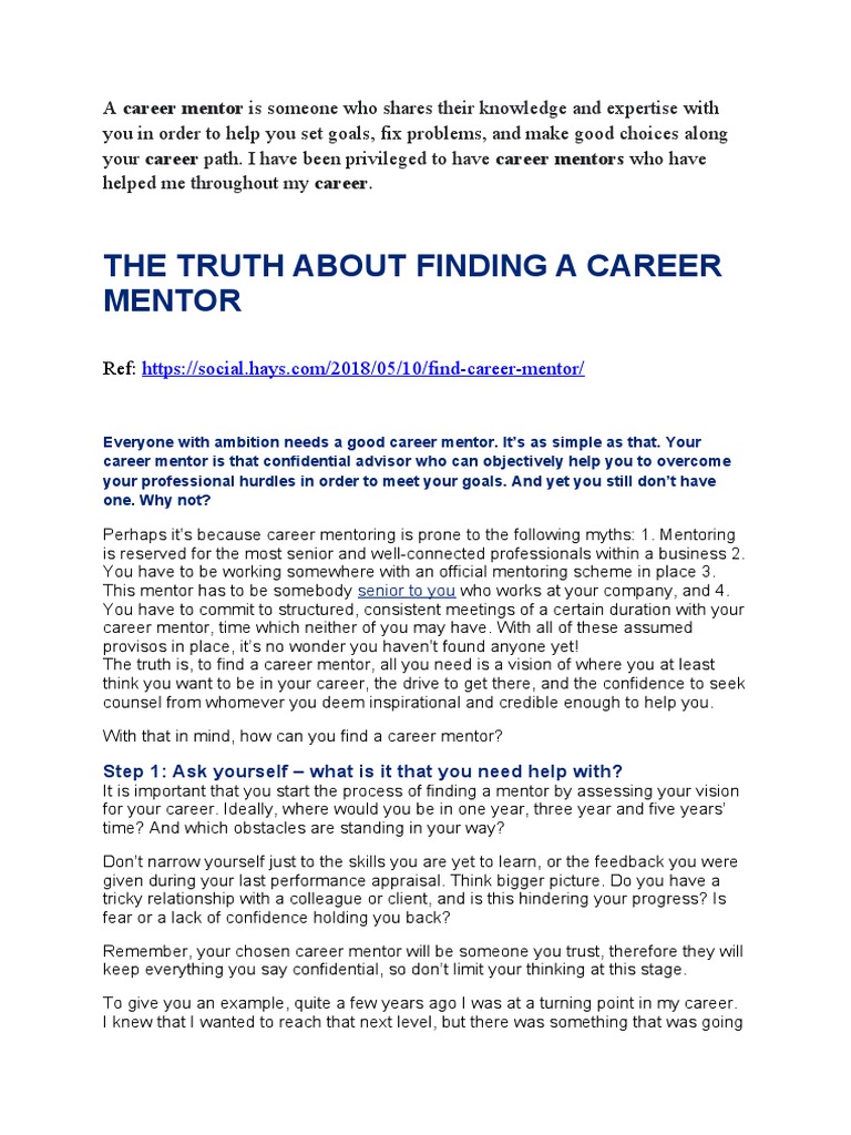 Career Mentor Notes | Download Free PDF | Mentorship | Cognition