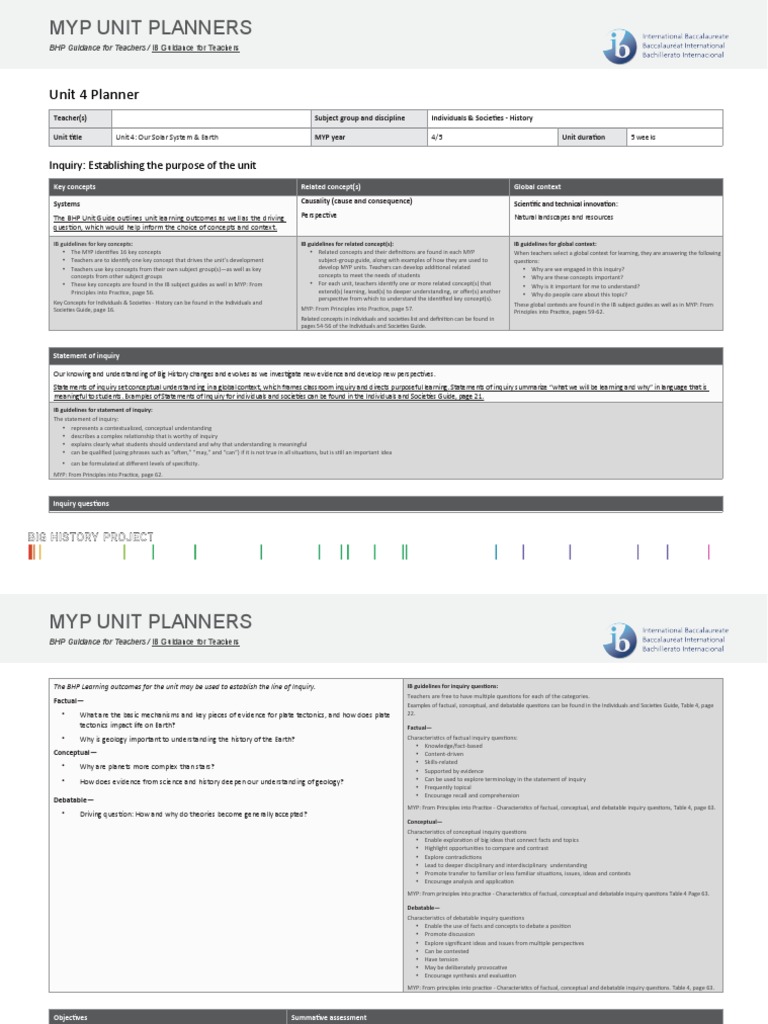 Myp Unit 4 Planner | PDF | Plate Tectonics | Earth