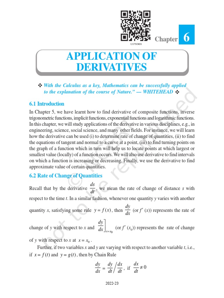 Application of Derivatives | PDF | Slope | Function (Mathematics)