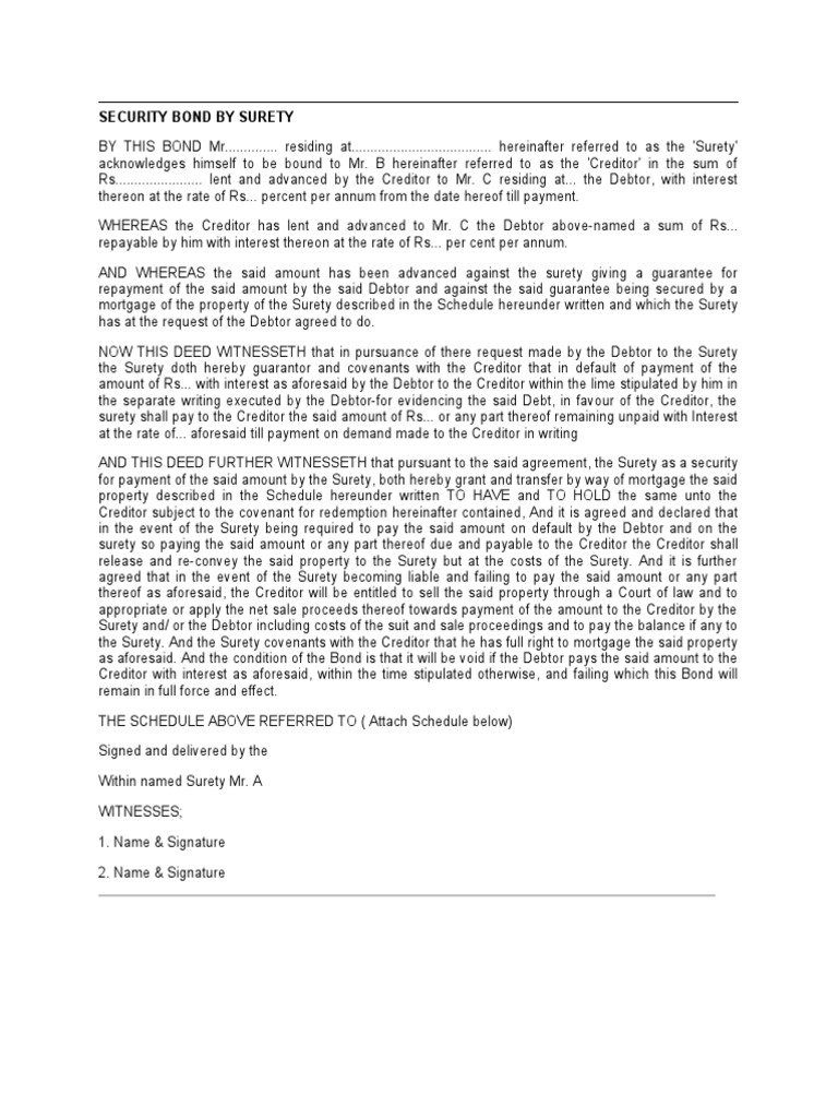 Security Bond by Surety | PDF | Guarantee | Surety