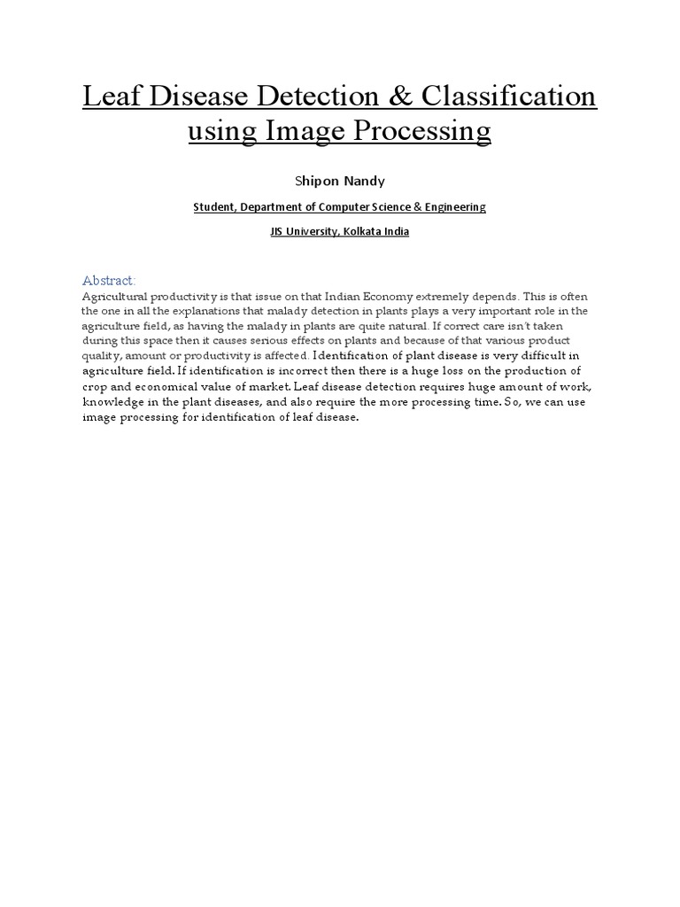 Leaf Disease Detection | PDF | Statistical Classification | Artificial Neural Network
