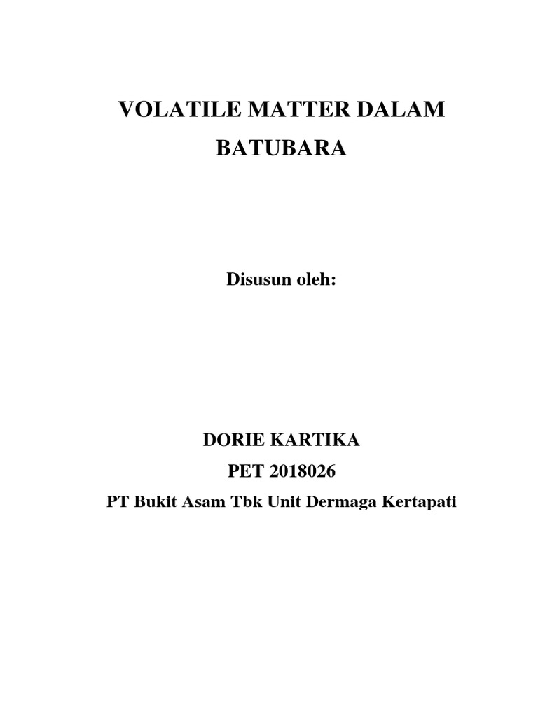 Analisis Volatile Matter Batubara | PDF
