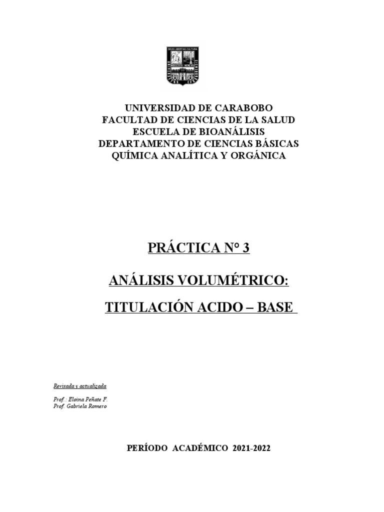 PR Ctica N 3-Titulaci N Cido-Base | PDF | Valoración | Química