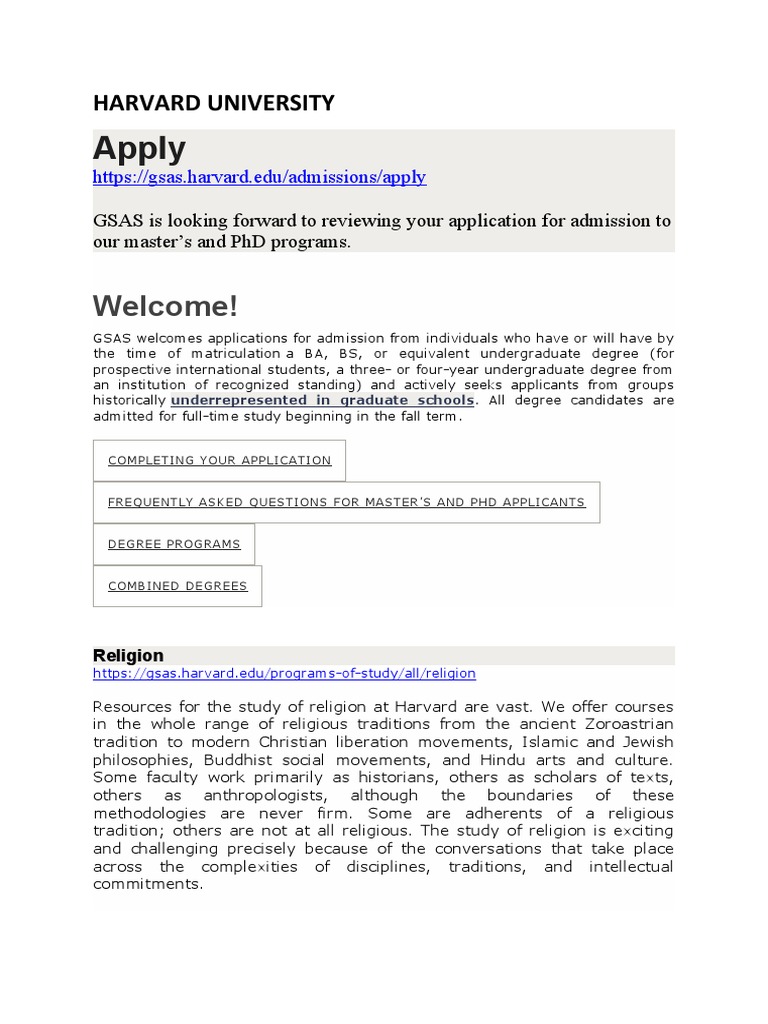 HARVARD UNIVERSITY Degree Requirements | PDF | Doctor Of Philosophy ...