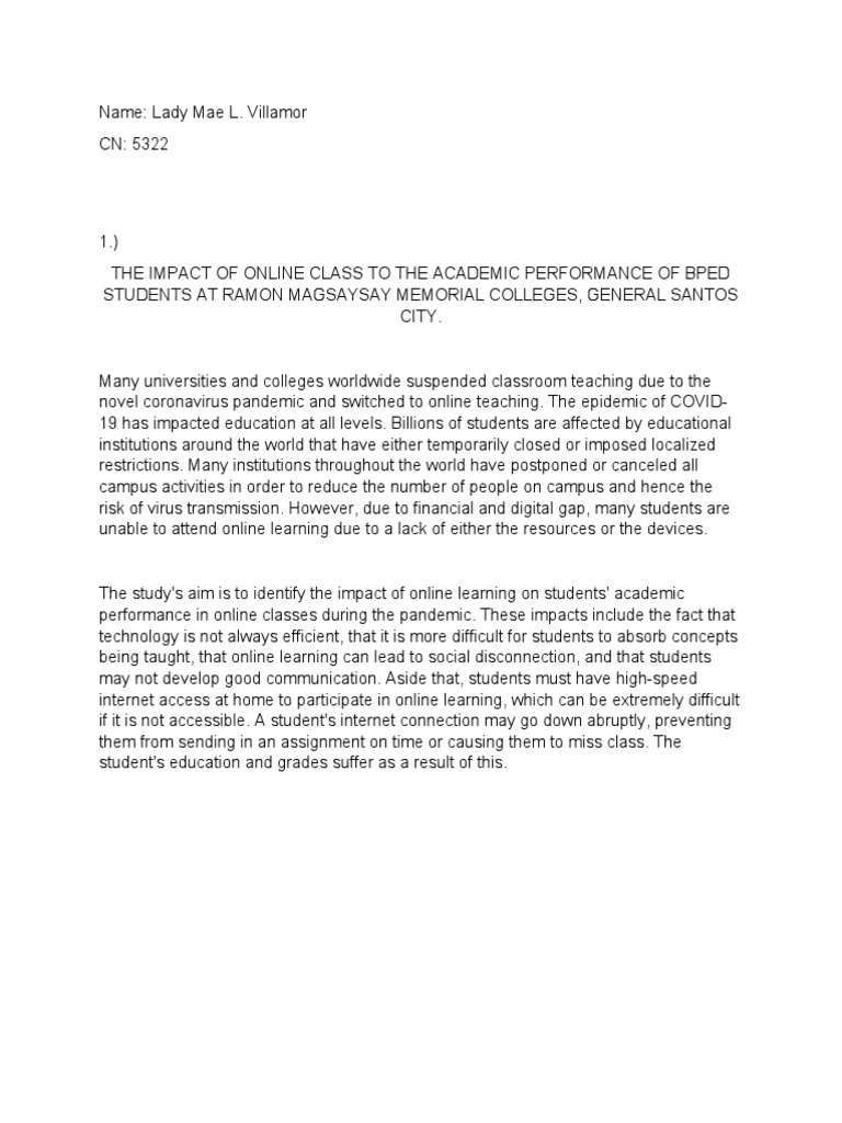 Assignment (Villamor) | PDF | Educational Technology | Behavior Modification