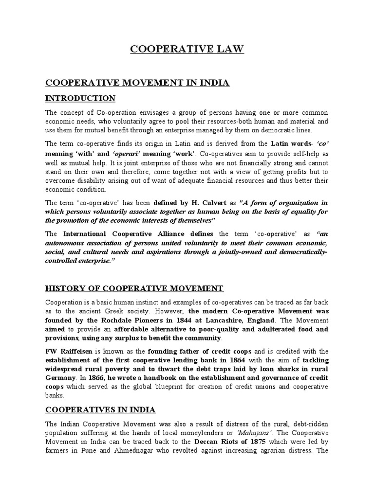An Overview of the Cooperative Movement in India: History, Principles ...