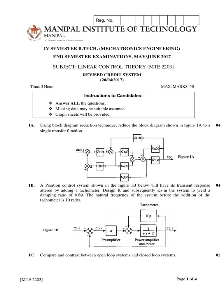 Linear Control Theory (MTE 2203) RCS | PDF | Damping | Control Theory
