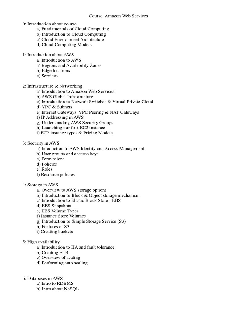 AWS Syllabus | PDF