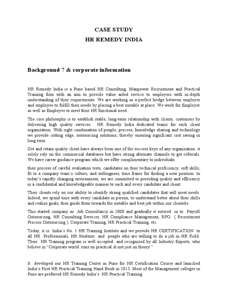 Case Study (HR) | PDF | Human Resources | Recruitment