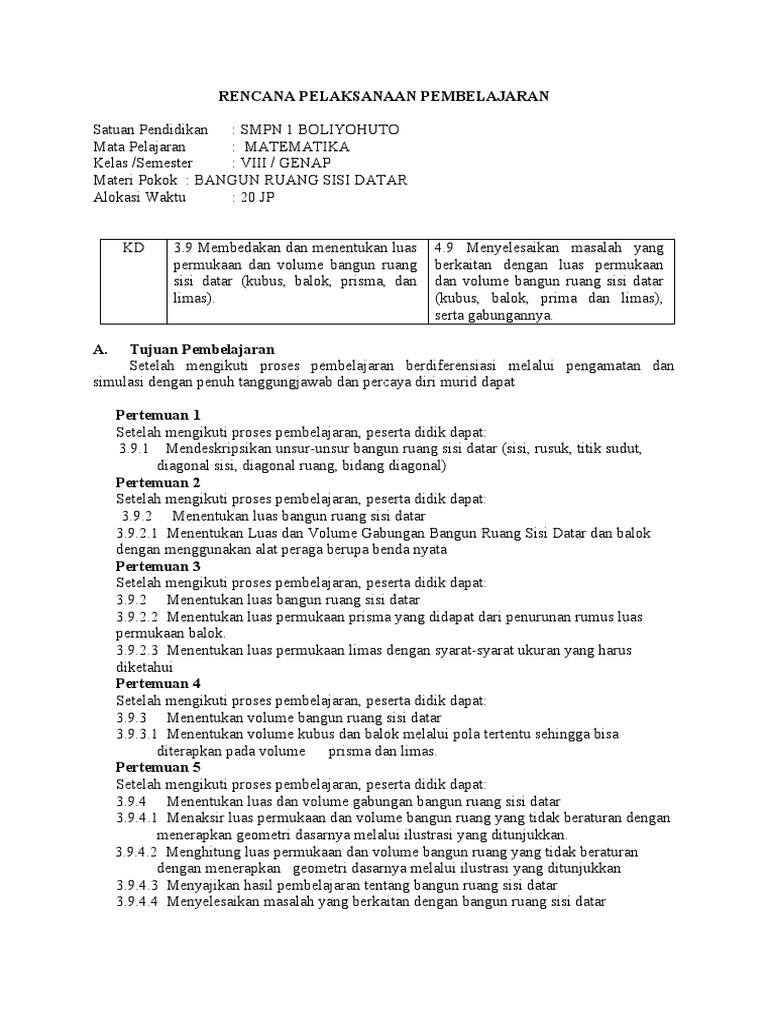 RPP Bangun Ruang Sisi Datar | PDF | Seni