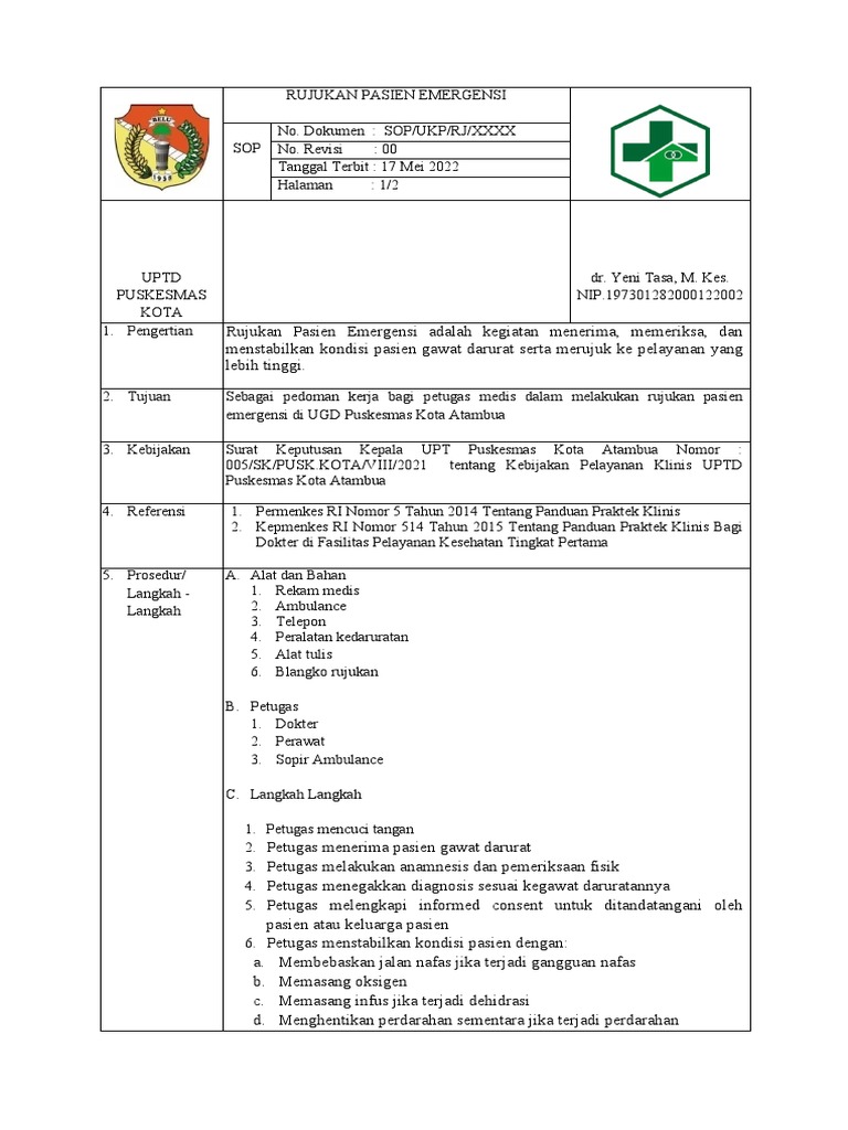 SOP Rujukan PX Emergensi | PDF