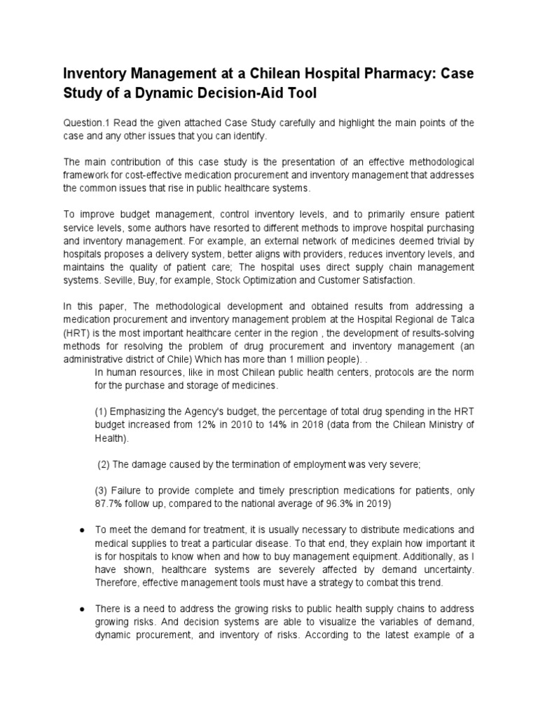 Case Study Assignment 1 | PDF | Inventory | Health Care