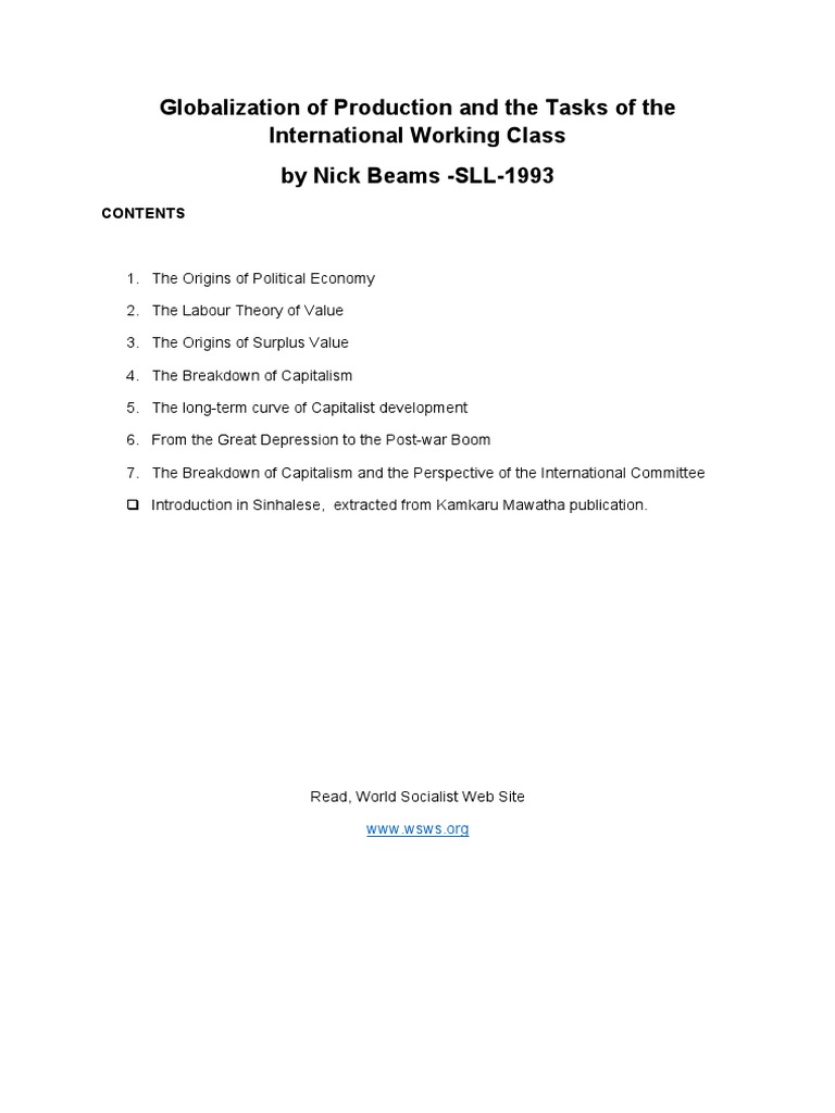 A Guide To Understanding Marx's Capital: Globalization of Production ...