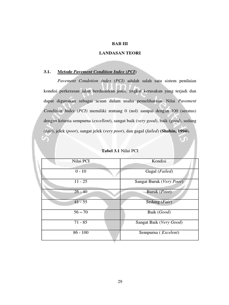 Metode Penilaian Pavement Condition Index | PDF