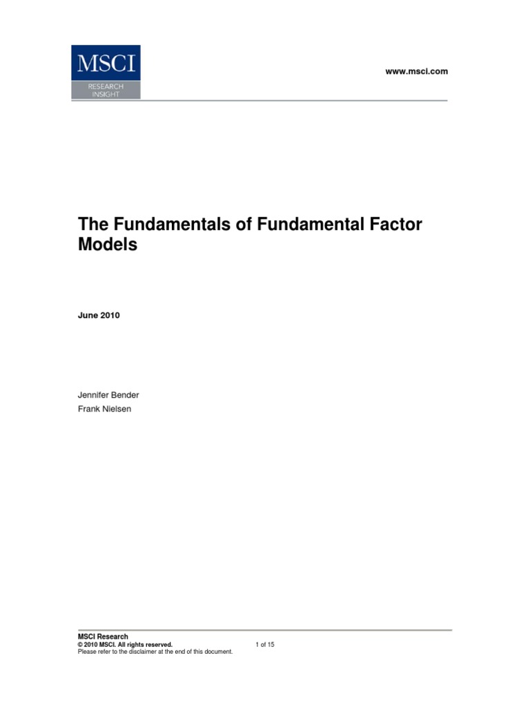 The Fundamentals of Fundamental Factor Models Jun2010 | PDF | Beta ...