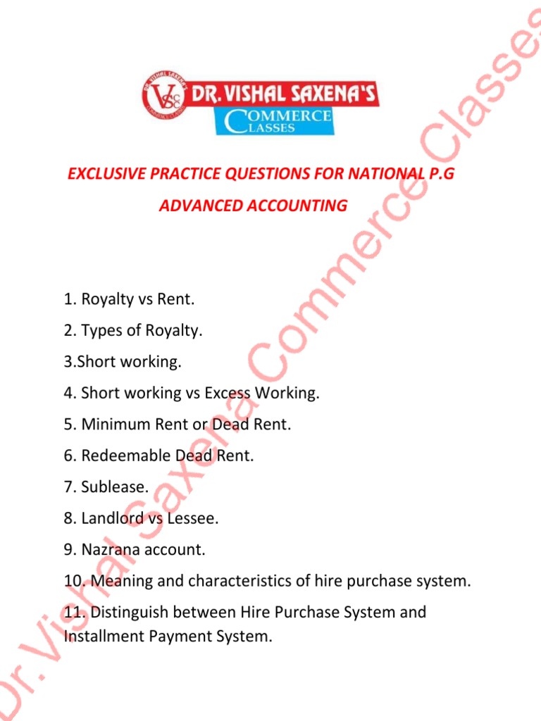 Advanced Accouting Important Topics | PDF | Business | Finance & Money ...