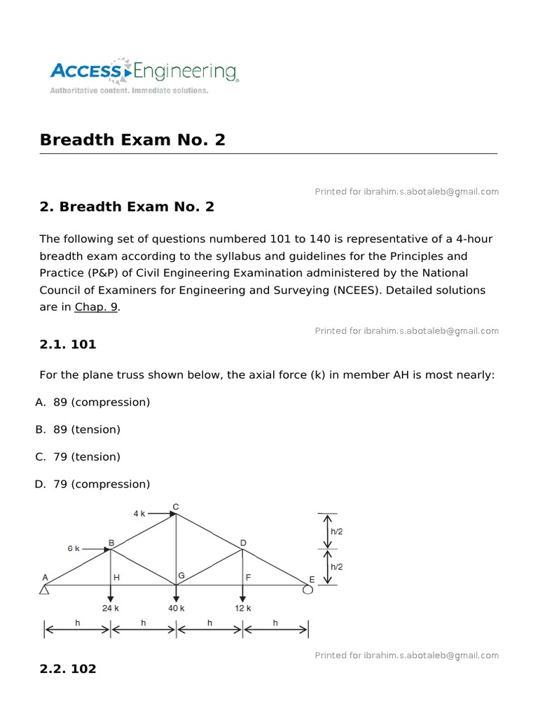 PE Breadth - Exam - No. - 2 | PDF | Discharge (Hydrology) | Civil Engineering