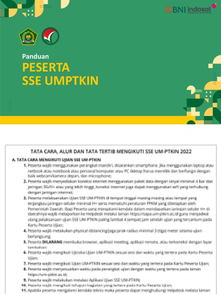 Panduan SSE UMPTKIN 2022 Bagi Peserta | PDF