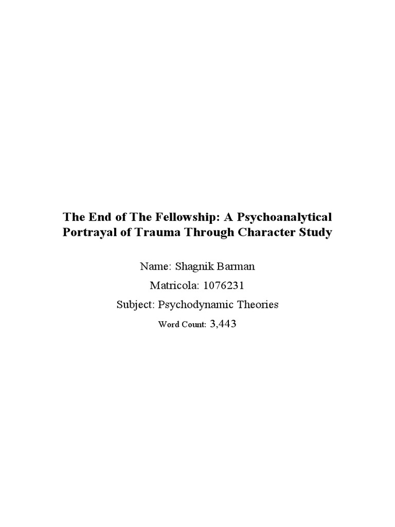 Exploration of Trauma Through Frodo Baggins | PDF | Psychological ...