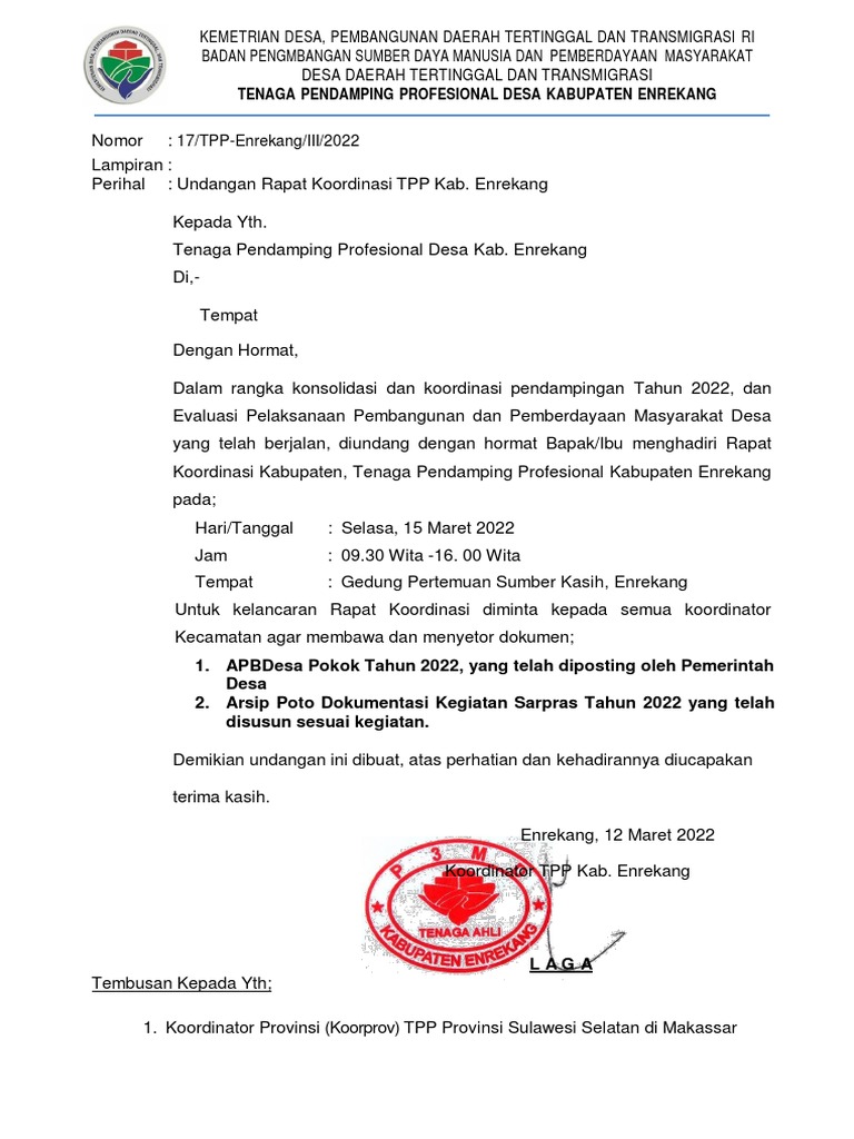 Contoh Undangan Undangan Rakor | PDF