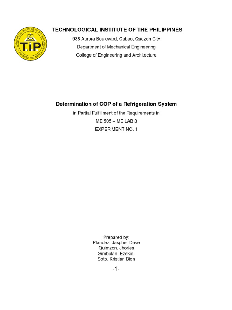 COP Analysis of Refrigeration System | PDF | Applied And ...