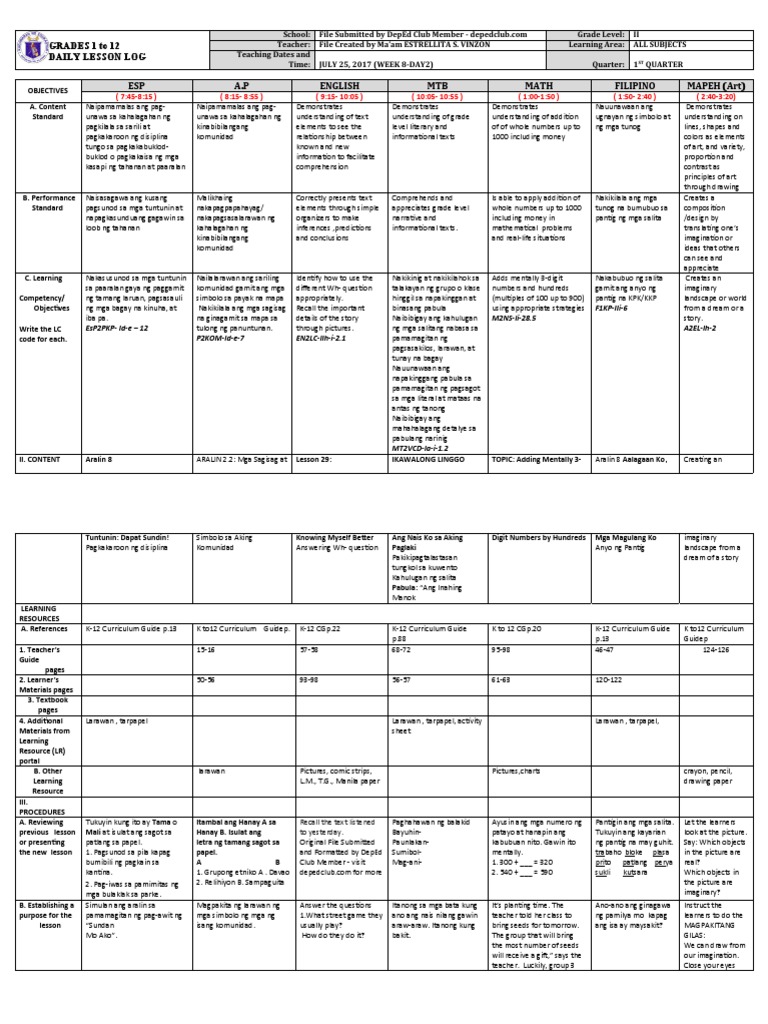 DLL All Subjects 2 q1 w8 d2 | PDF
