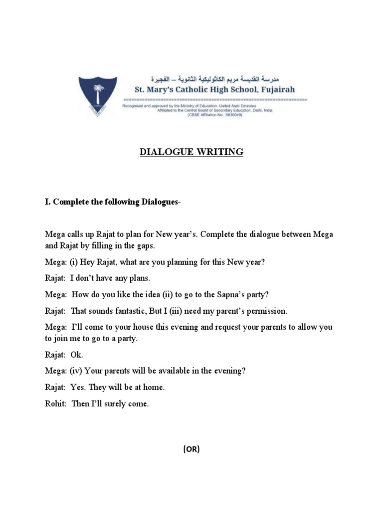Dialogue Writing - Diary Writing - Work Sheet - 5b | PDF