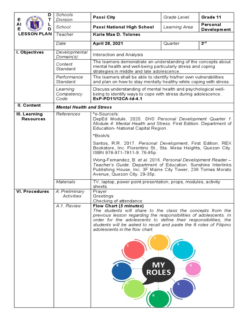 PerDev Q3 W4-5 Detailed Lesson Plan | PDF | Stress (Biology ...