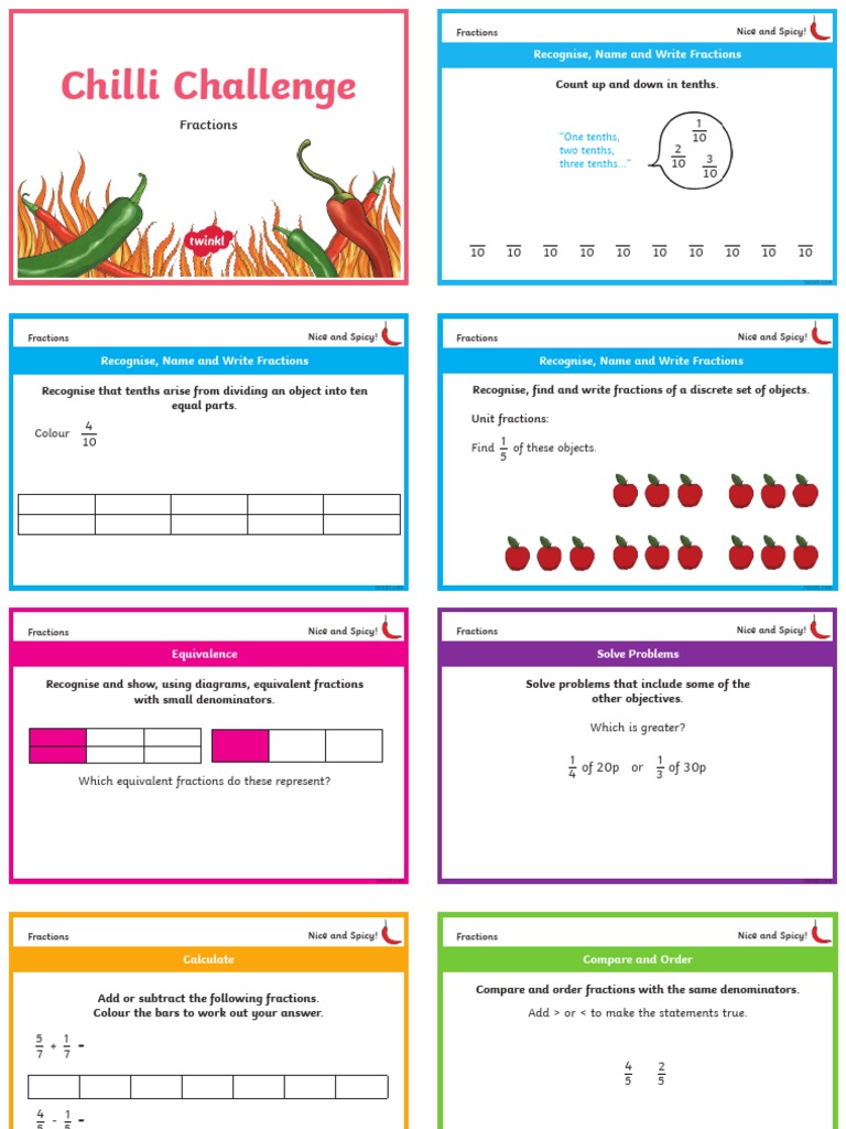 t2 M 5887 Chilli Challenge Year 3 Fractions Differentiated Maths ...