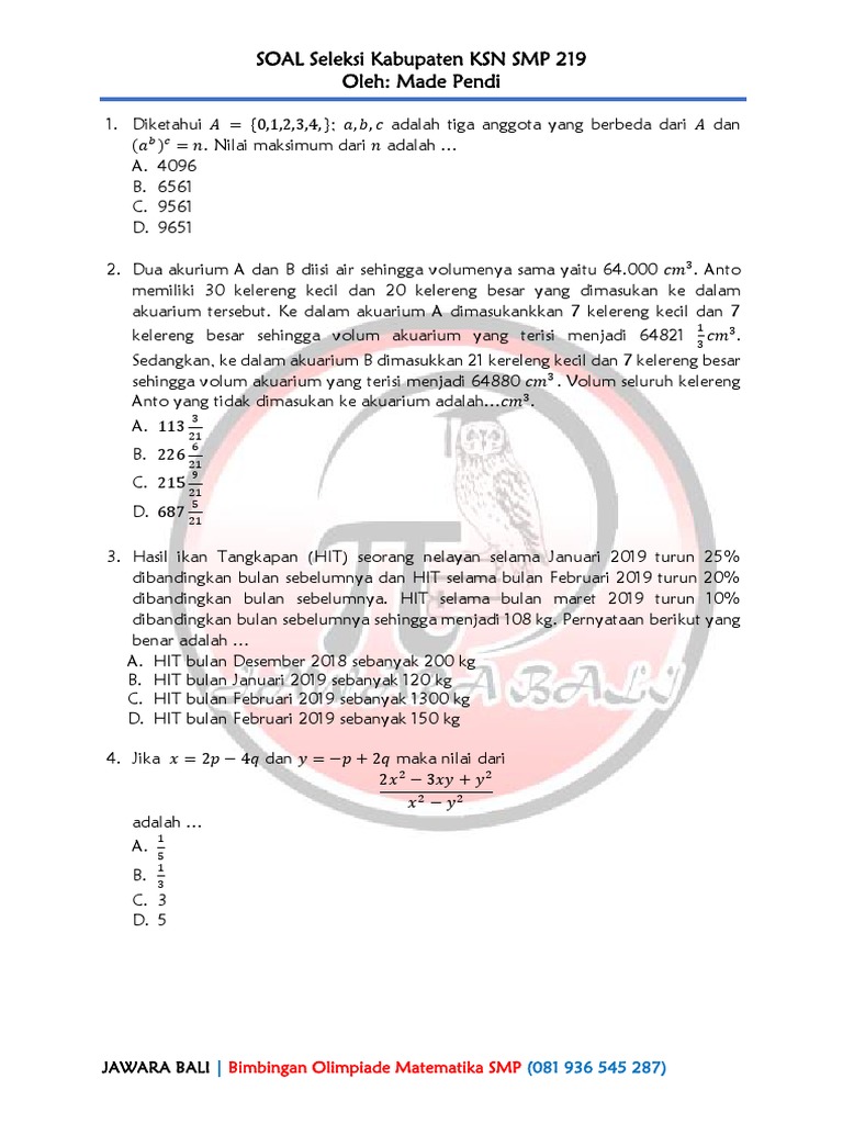 Soal Olimpiade Matematika SMP | PDF