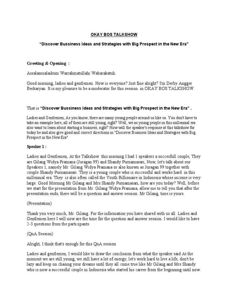 (Script Public Speaking) PRESENTASI | PDF