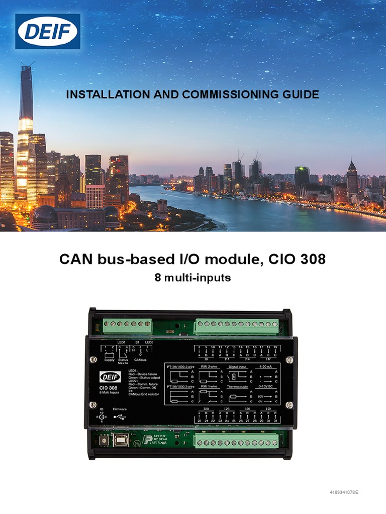 CAN Bus-Based I/O Module, CIO 308: Installation and Commissioning Guide ...
