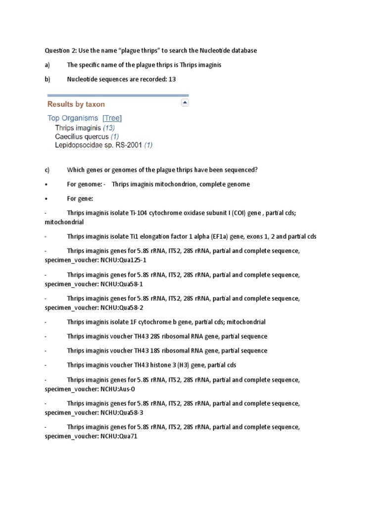 Bioinfo Question 2 | PDF