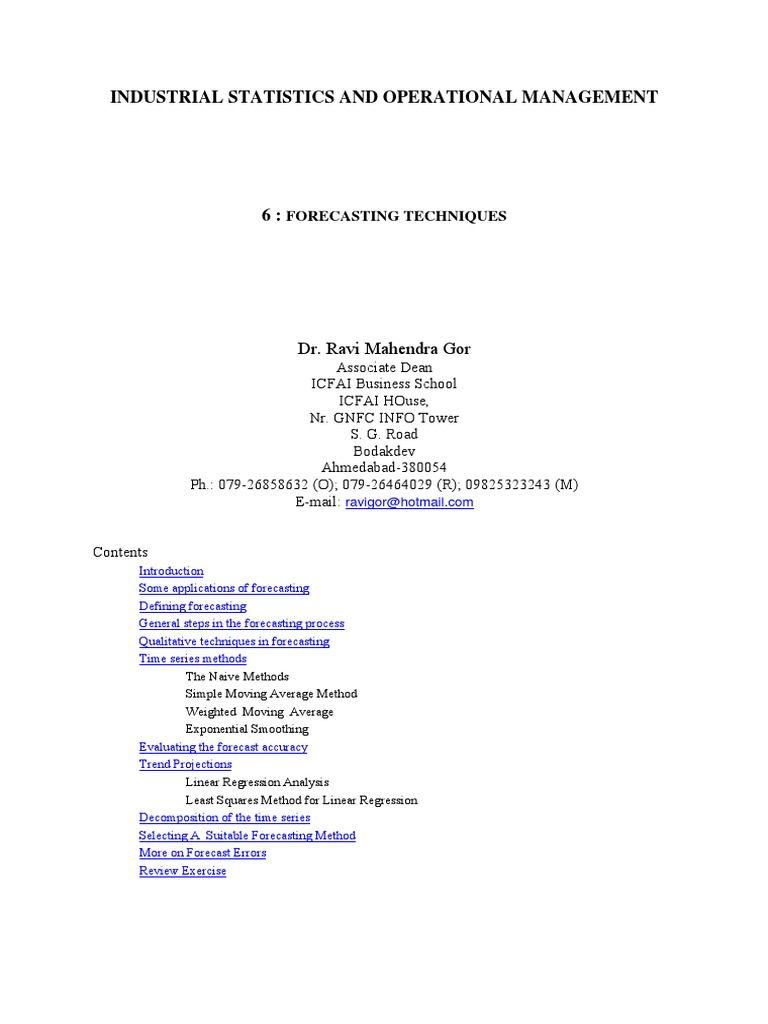 Forecasting Techniques | PDF | Forecasting | Moving Average