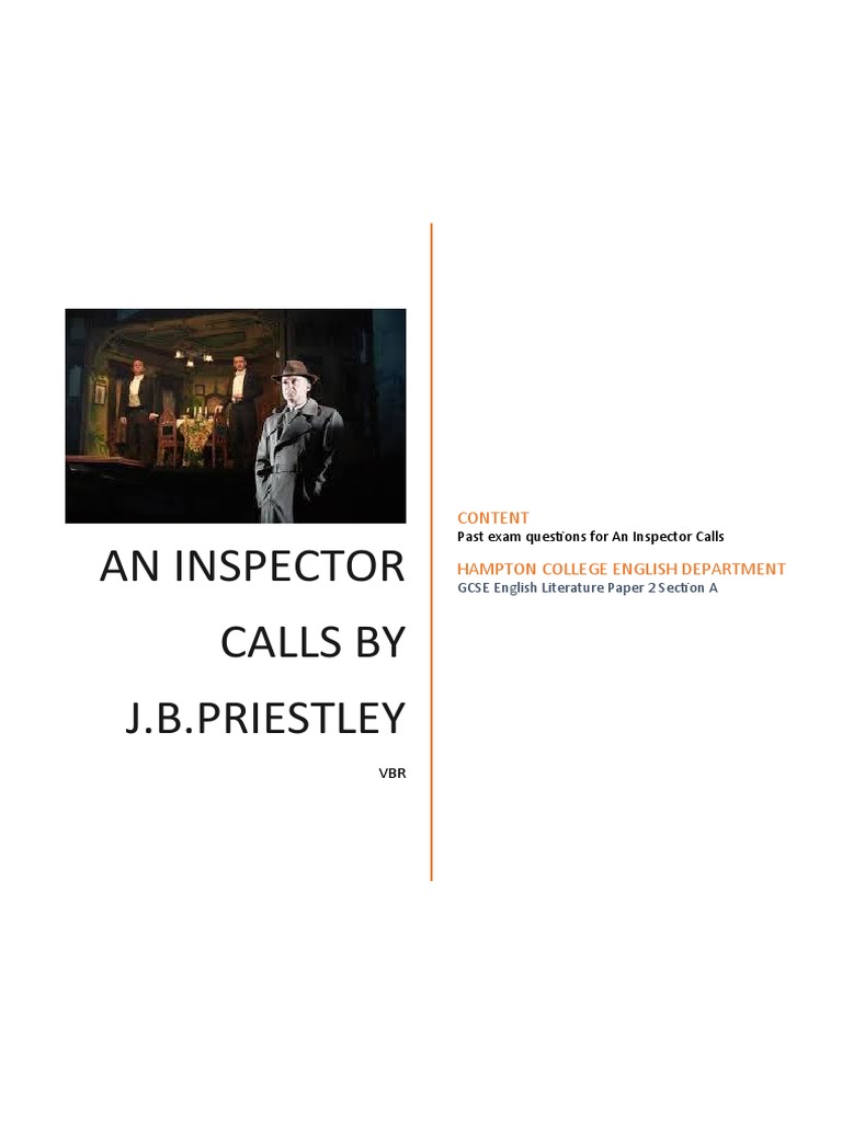An Inspector Calls by J.B.Priestley: Content Hampton College English ...