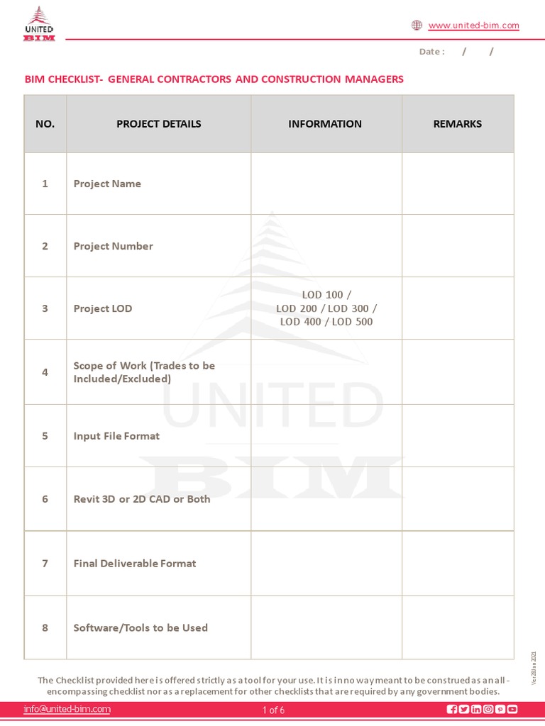 BIM Checklist For General Contractors and Construction Managers GCCM by ...