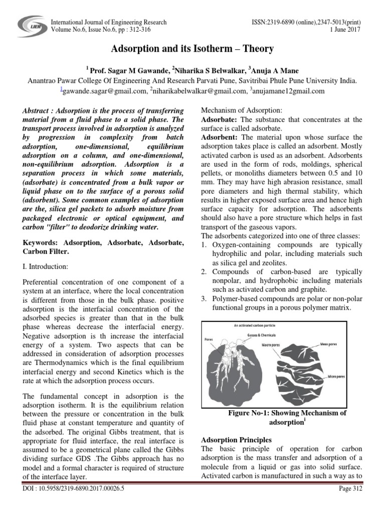Adsorption and Its Isotherm - Theory | PDF | Adsorption | Physical Sciences