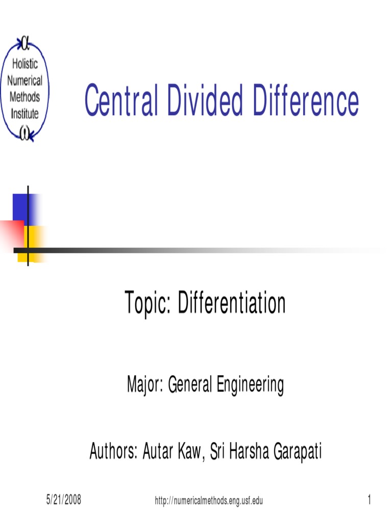 Central Divided Difference: Topic: Differentiation | PDF | Mathematical ...