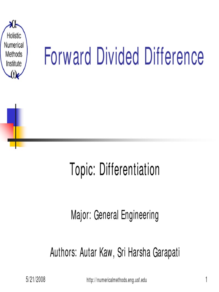 Forward Divided Difference: Topic: Differentiation | PDF | Algorithms ...