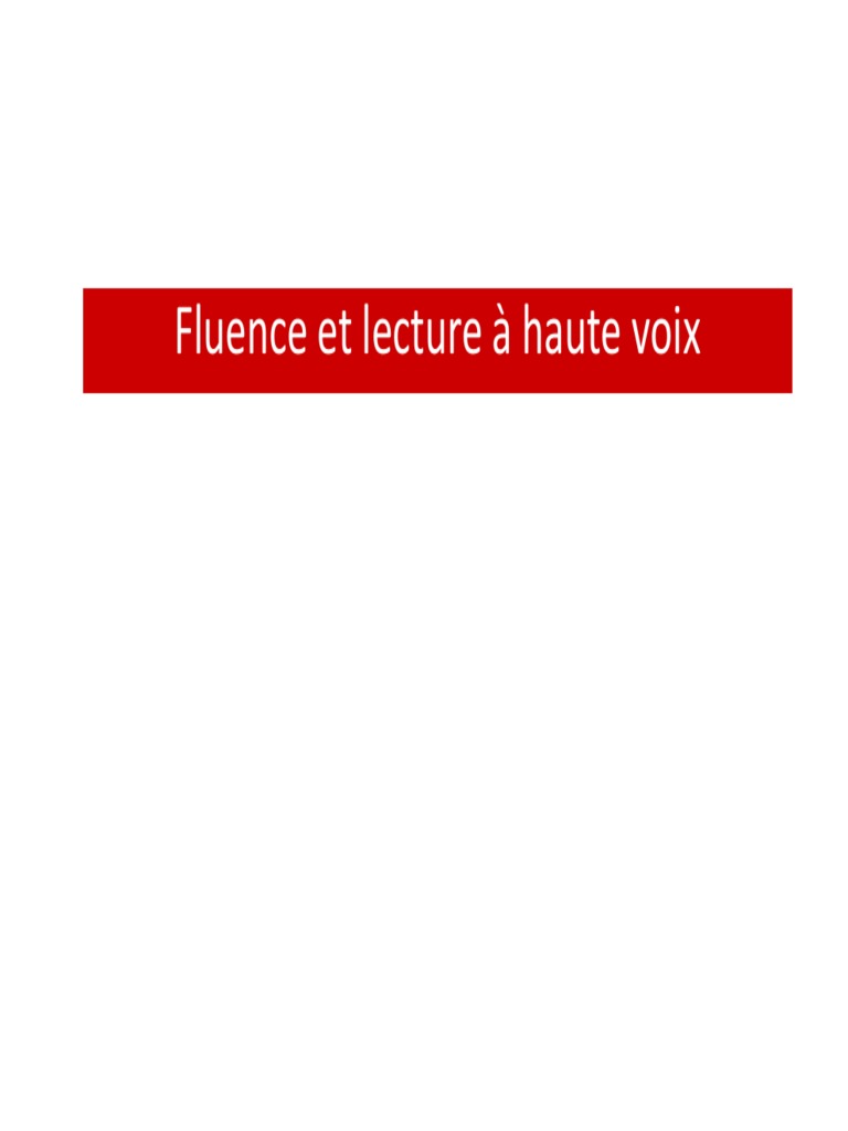 Fluence et lecture à voix haute CE2 | PDF