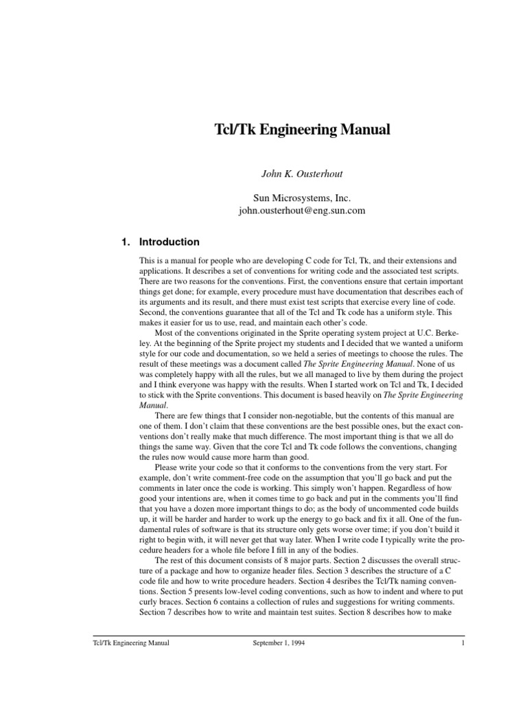TCL/TK Engineering Manual: Sun Microsystems, Inc | PDF | Parameter (Computer Programming ...